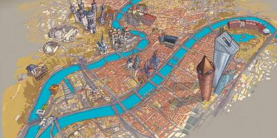 Lyon kort - Kort Lyon (Auvergne-regionen Rhône-Alpes, Frankrig)